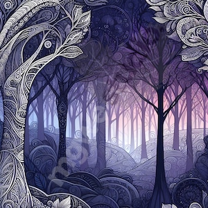 Watercolor Magical Forest Clipart, Dark Woodland PNG, Wiccan Forest ...