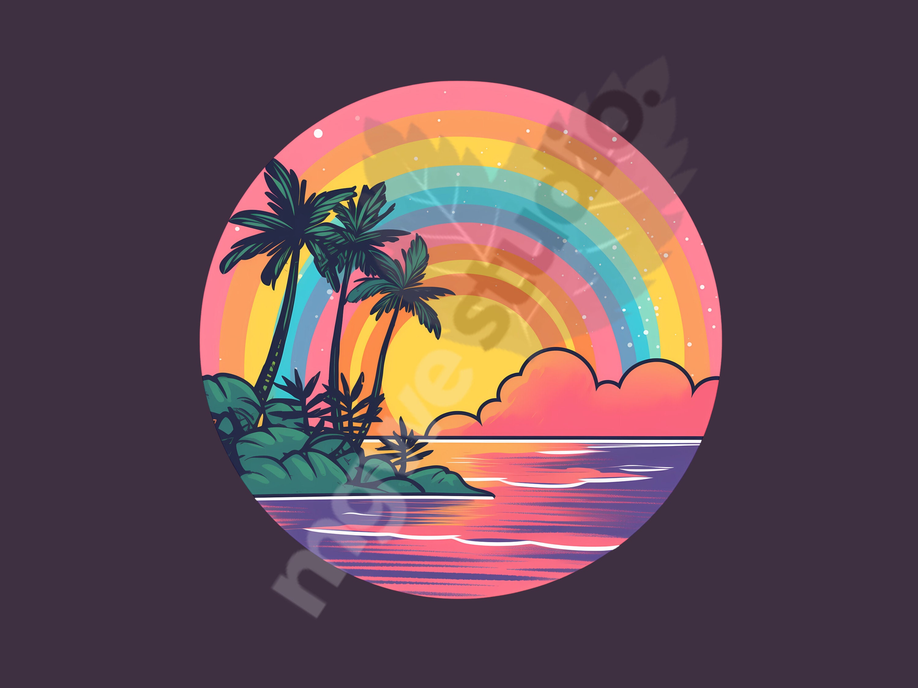 Tropical Rainbow Clipart: Beach Digital Art Prints (PNG, SVG) - Etsy