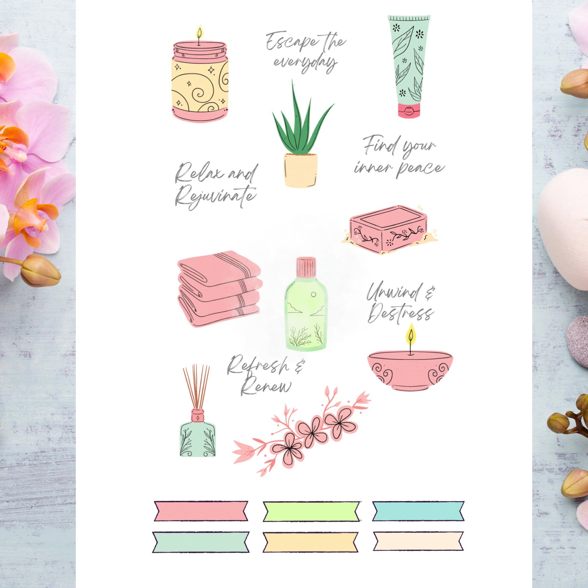 Self Care Sticker Set for Goodnotes Spa Day Sticker Graphics for Self ...