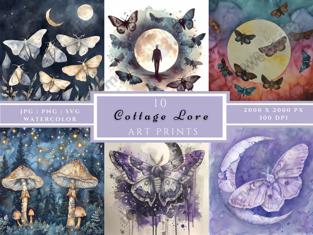Cottagecore Butterfly Watercolor Clipart: Boho Digital Prints (digital ...