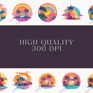 Tropical Rainbow Clipart: Beach Digital Art Prints (PNG, SVG) - Etsy