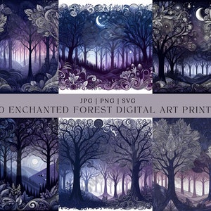 Watercolor Magical Forest Clipart, Dark Woodland PNG, Wiccan Forest ...