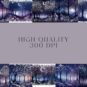 Watercolor Magical Forest Clipart, Dark Woodland PNG, Wiccan Forest ...
