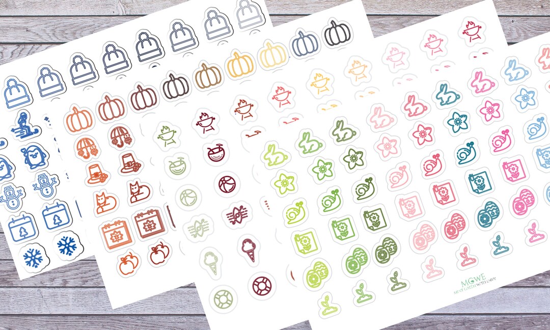 All Year Calendar Holiday Stickers Planner Sticker Sheets Mini Stickers ...