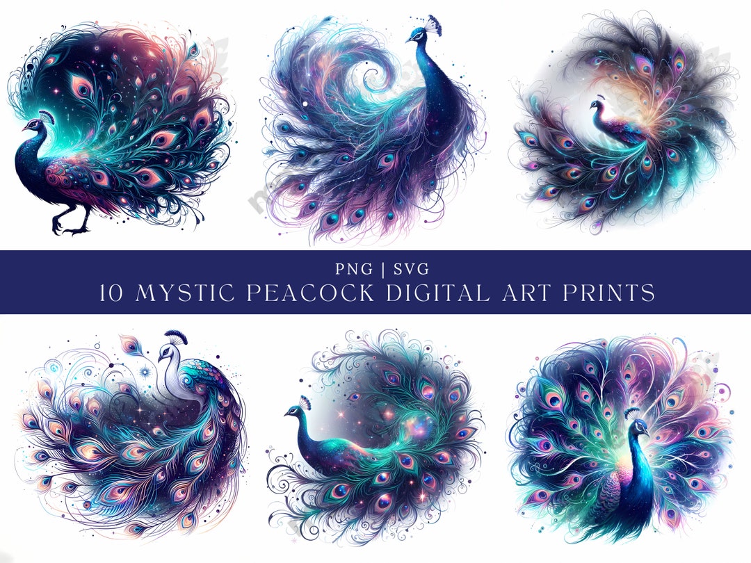 Peacock Clipart: Mystic Fantasy Art, PNG SVG (digital Download) - Etsy