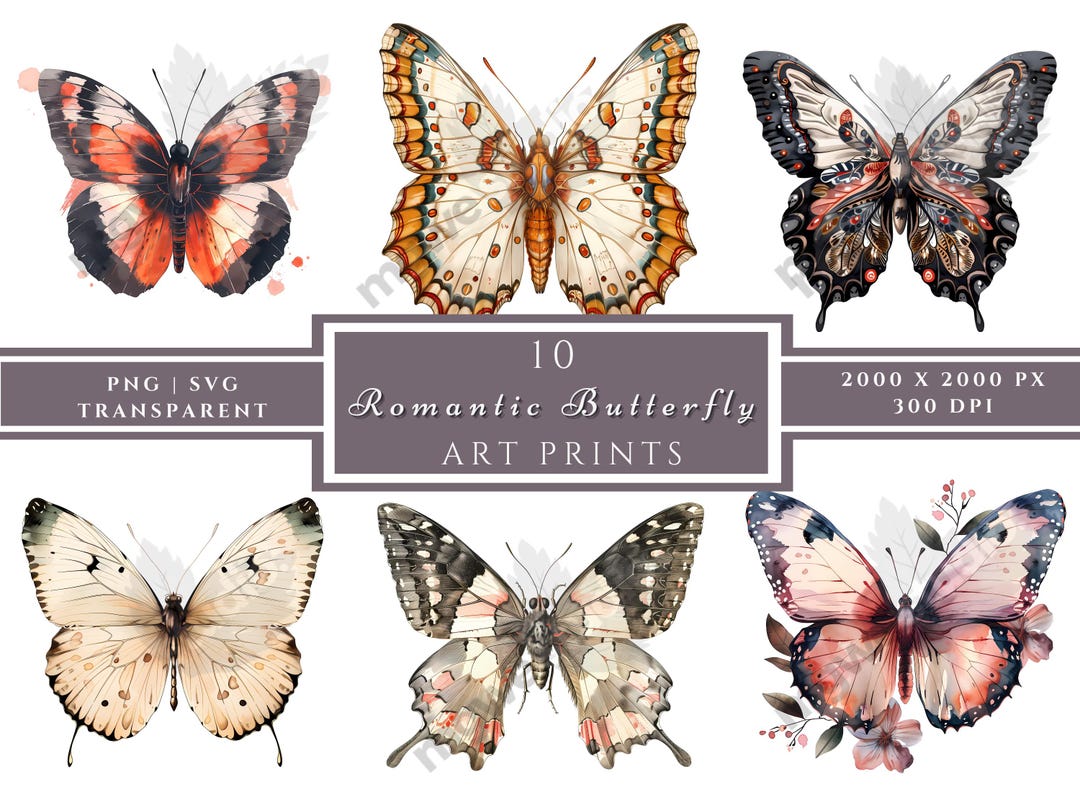 Butterfly Clipart Bundle Watercolor Butterfly Transparent Digital Art ...