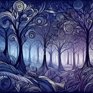 Watercolor Magical Forest Clipart, Dark Woodland PNG, Wiccan Forest ...