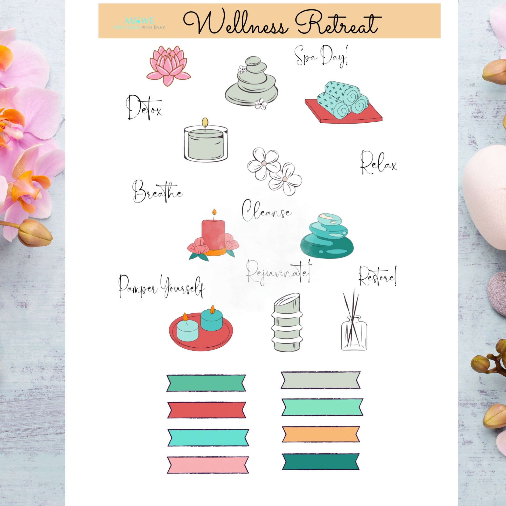 Self Care Sticker Set for Goodnotes Spa Day Sticker Graphics for Self ...