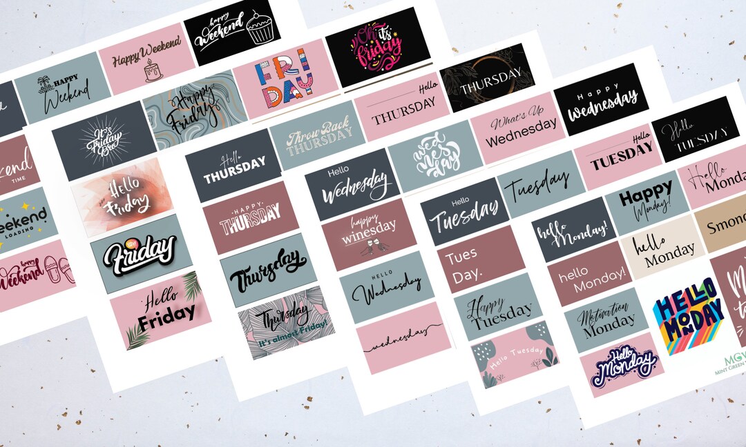 Days of the Week Planner Stickers, Weekly Sticker Kit for the Weekly ...