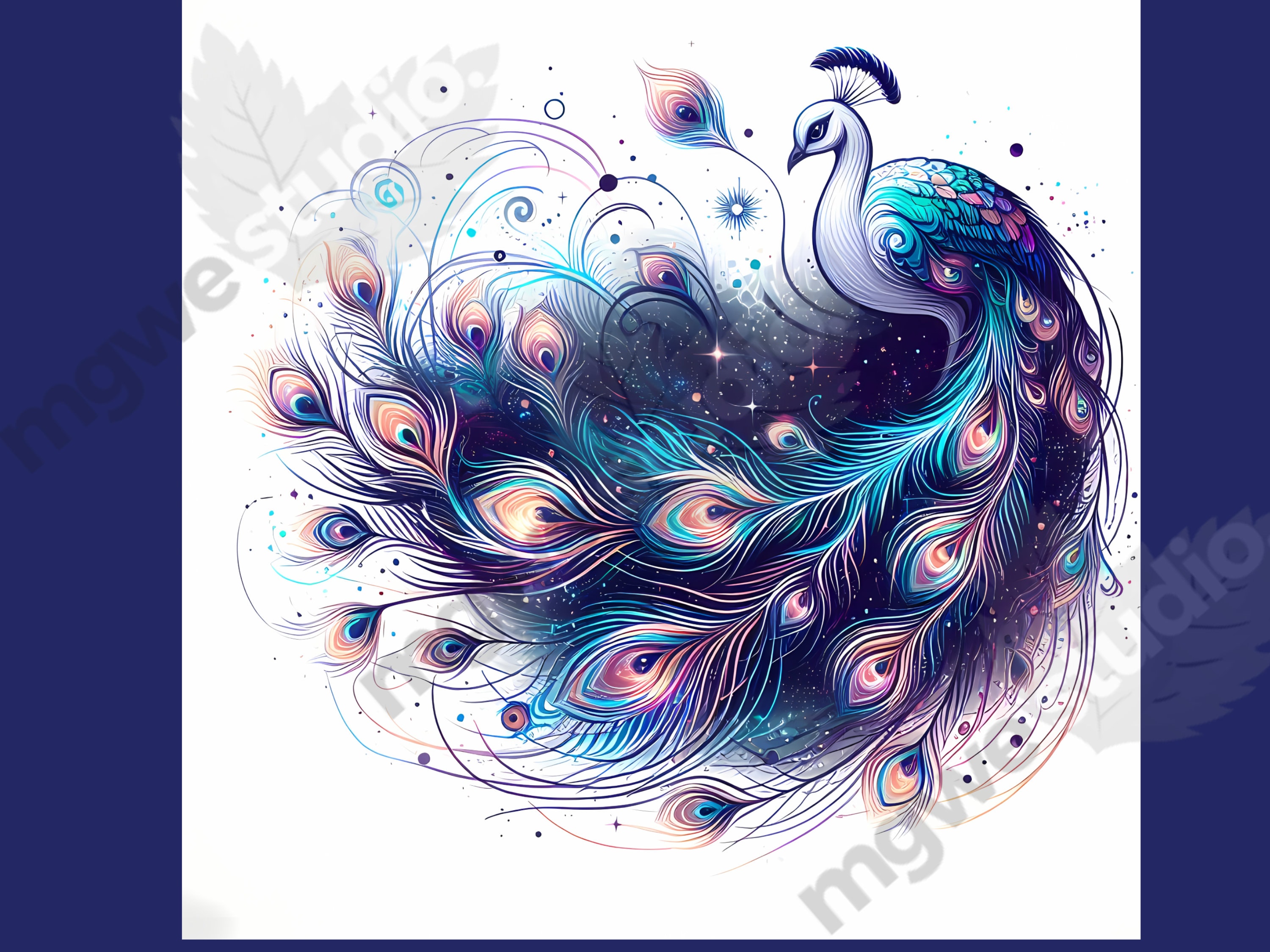 10 Peacock Clipart, PNG and SVG, Peacock Digital Art, Living Room Frame ...