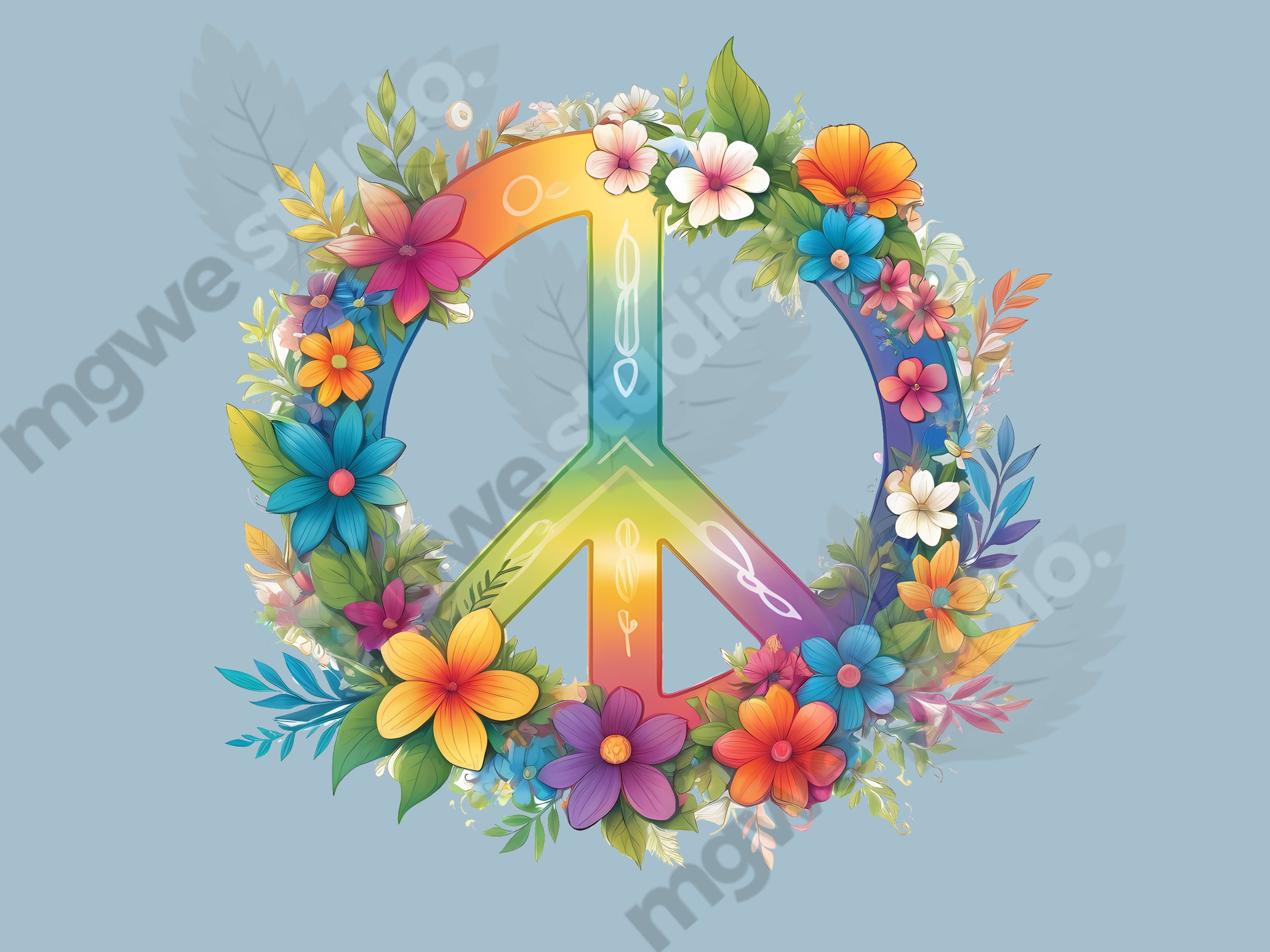 Peace Sign Clipart Boho Transparent Digital Art Print, PNG Instant ...