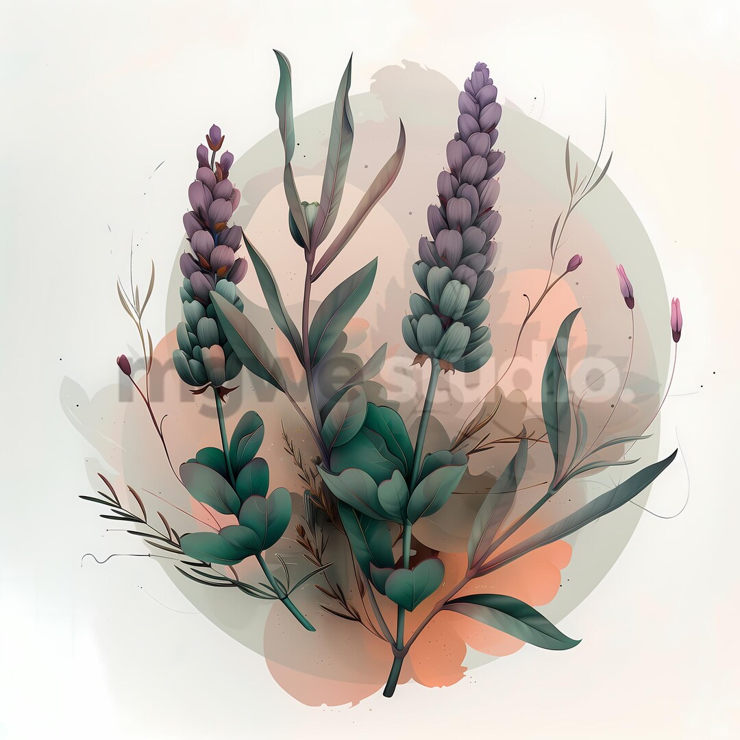 Watercolor Lavender Clipart Set: Floral PNG Images (digital Download ...