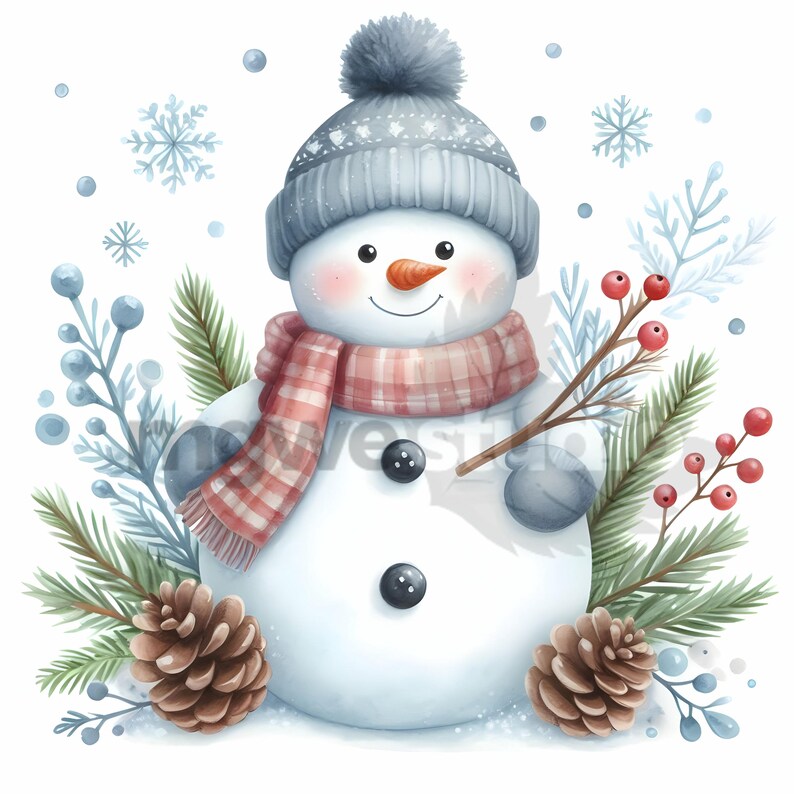 Watercolor Snowman Clipart: Winter JPG Art (digital Download) - Etsy