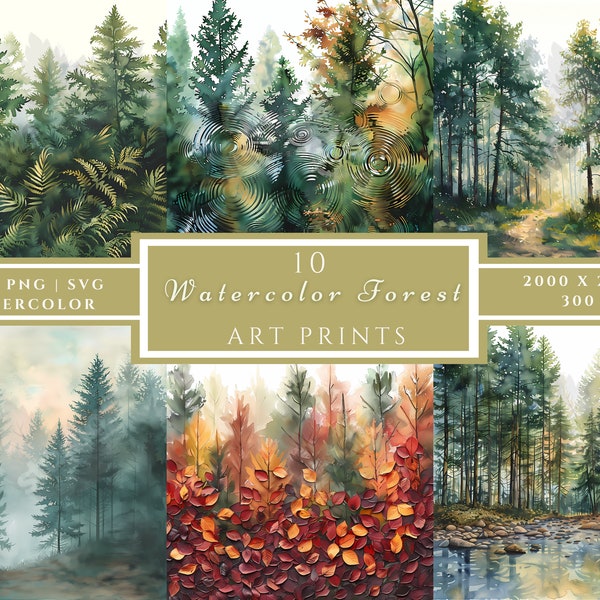 Watercolor Magical Forest Clipart, Dark Woodland PNG, Wiccan Forest ...