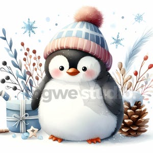Watercolor Winter Penguin Clipart: JPG Art Prints (digital Download) - Etsy