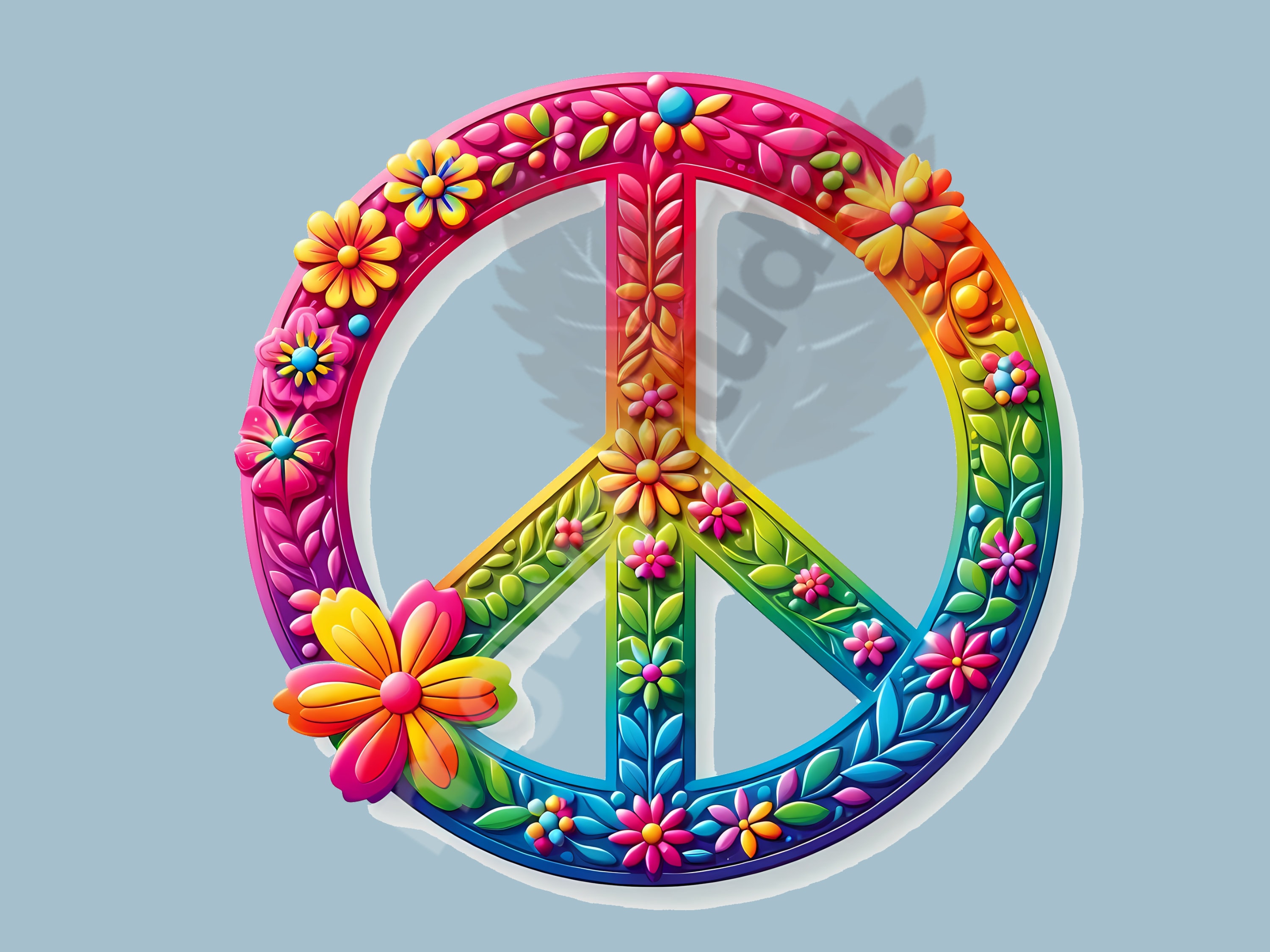 Peace Sign Clipart Boho Transparent Digital Art Print, PNG Instant ...