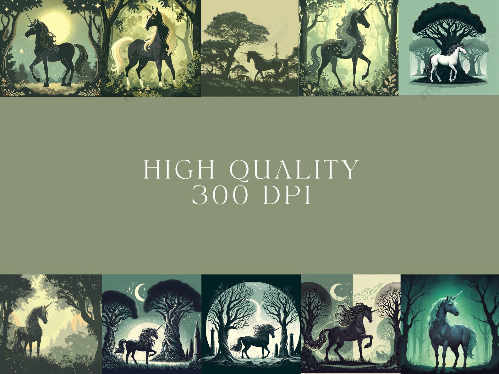 Unicorn Clipart: Fantasy Fabled Unicorn Art Prints (PNG, SVG Digital ...