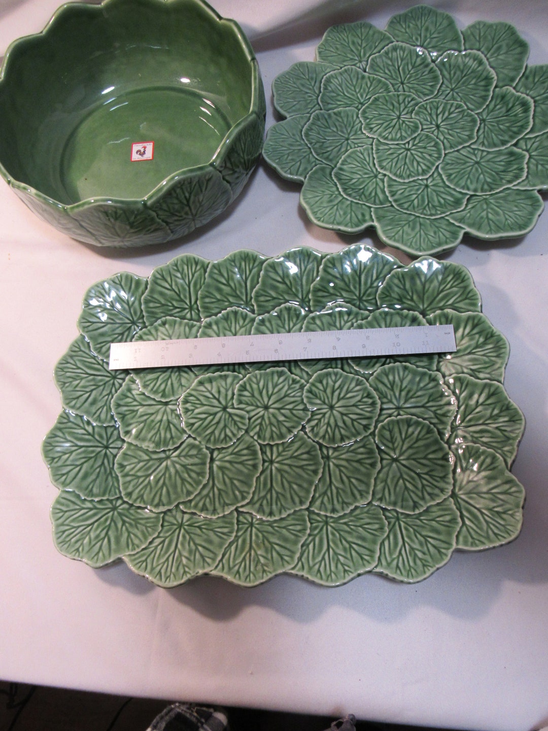 3 Rare Bordallo Pinheiro Portugal Geranium Serving Pieces - Etsy