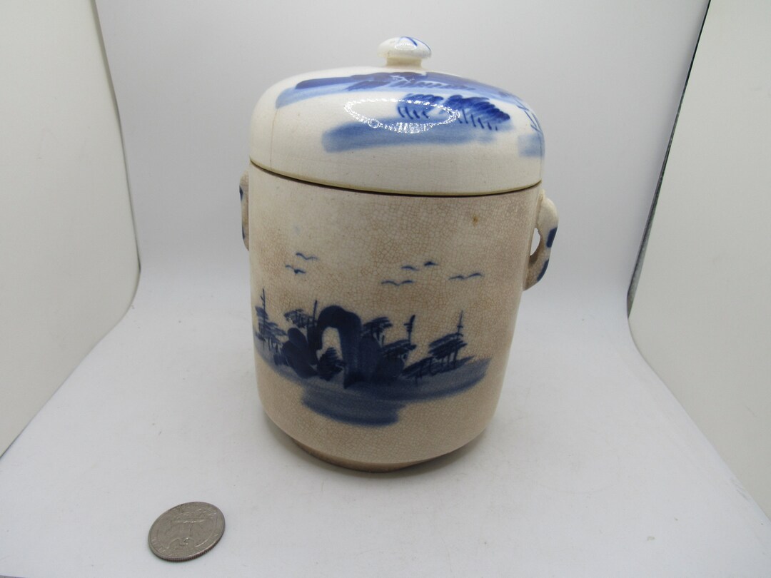 Antique Chinese Covered Blue & White Covered Container - Etsy