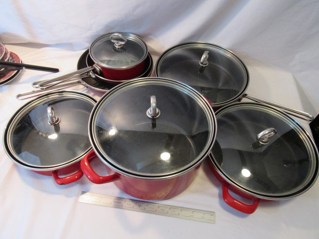 12 Piece Used Vtg Chantal Enamel on Steel Red Cookware - Etsy