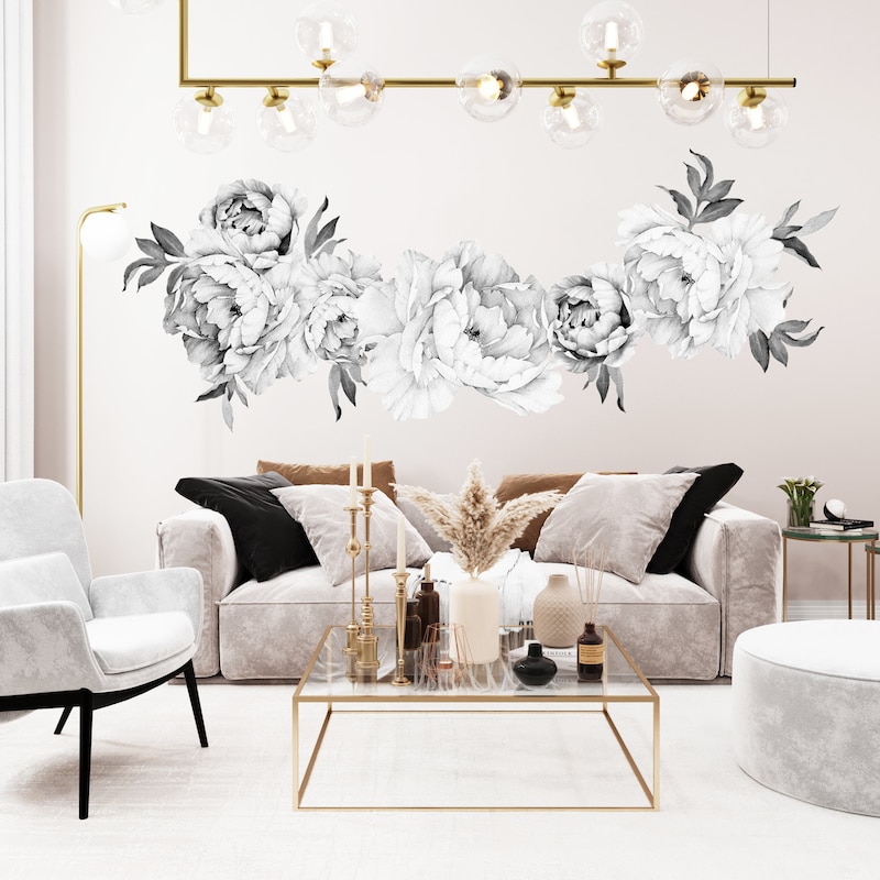 Black Flower Wall Stickers - Etsy