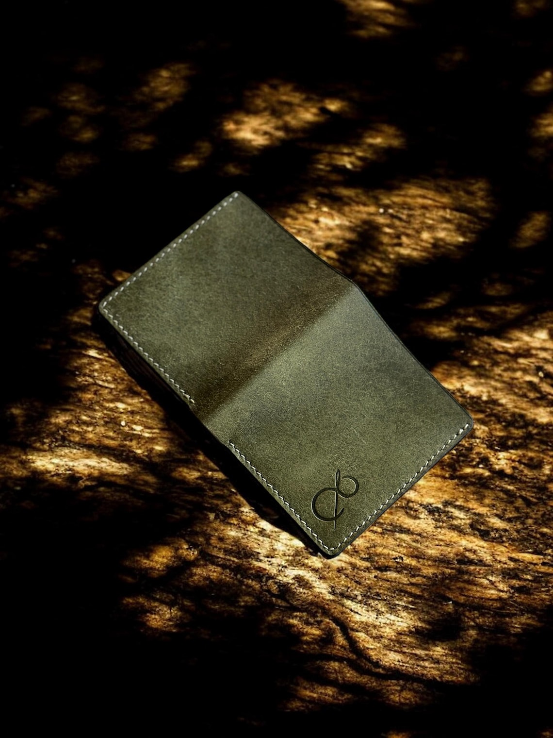 Handmade Olive Green Leather Wallet: Minimalist Slim Design - Etsy