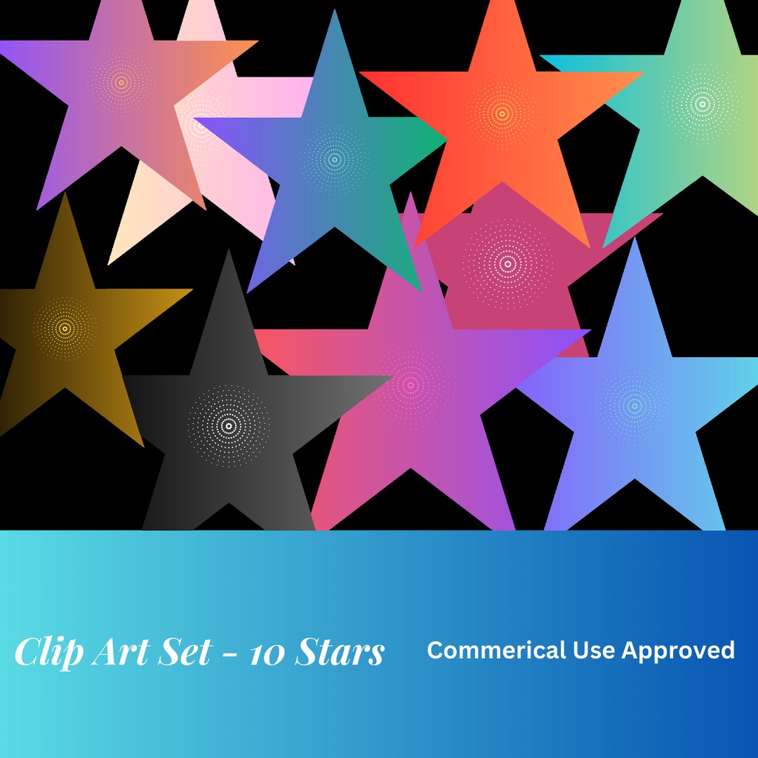 Commercial Use OK Clipart of Stars, Multicolor Gradient With Dot ...