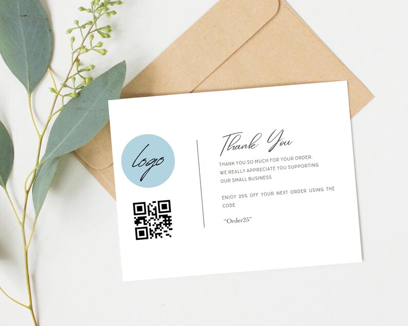 Unique QR Code Thank You Card, Canva Template, Editable Thank You Card ...