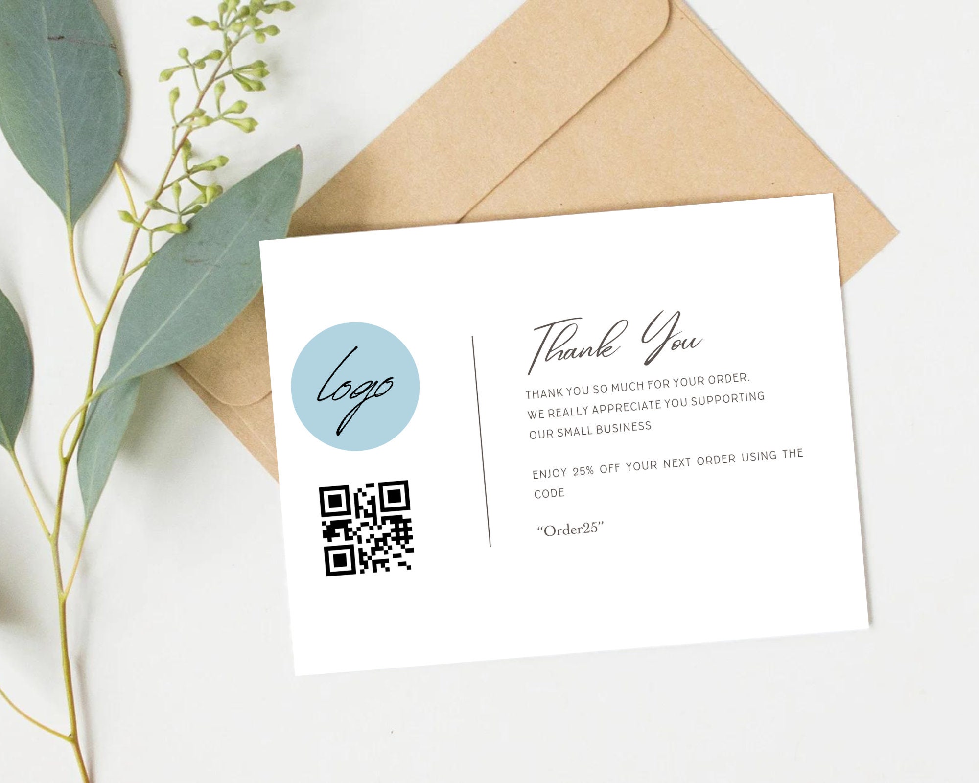 Unique QR Code Thank You Card, Canva Template, Editable Thank You Card ...