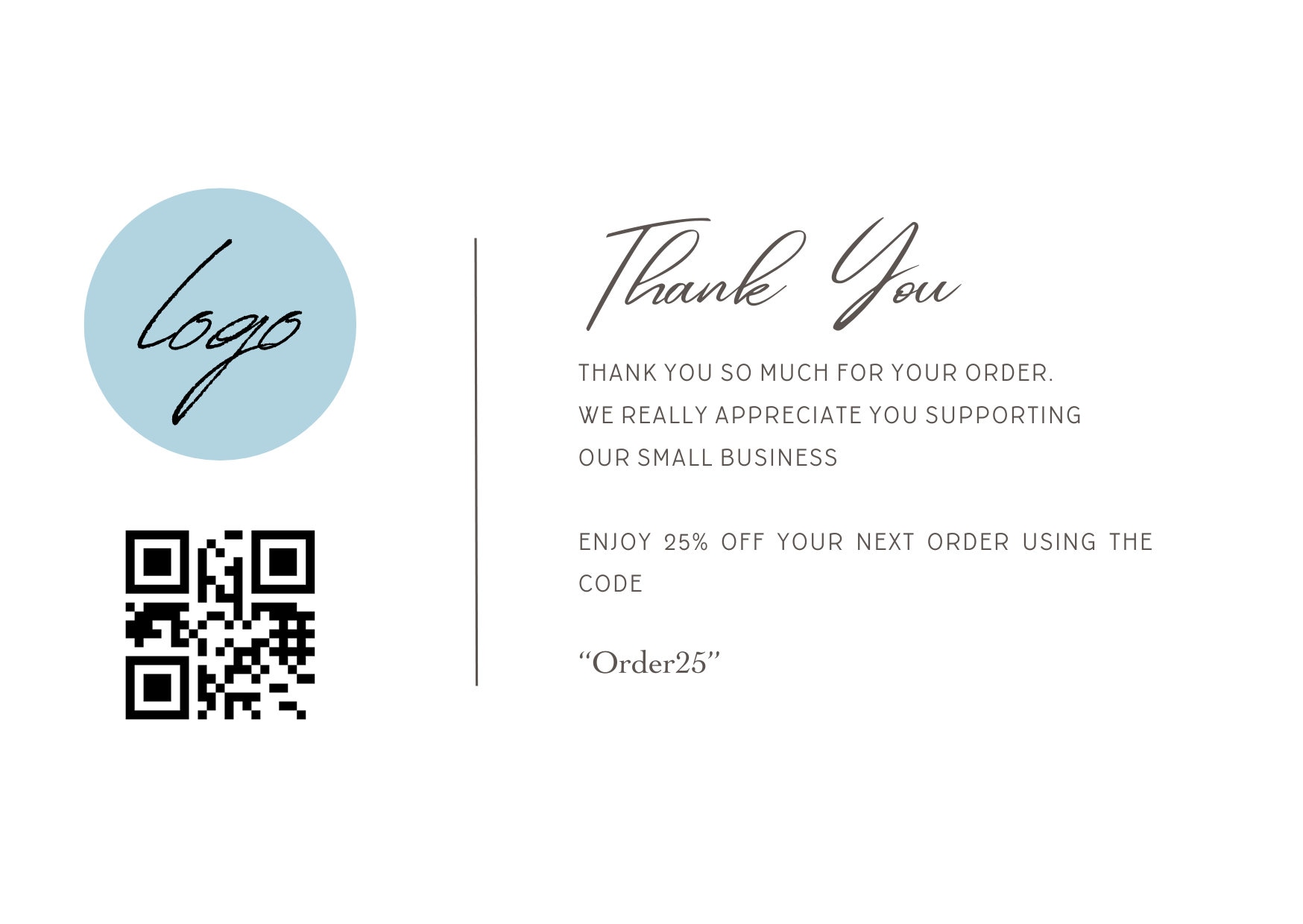 Unique QR Code Thank You Card, Canva Template, Editable Thank You Card ...