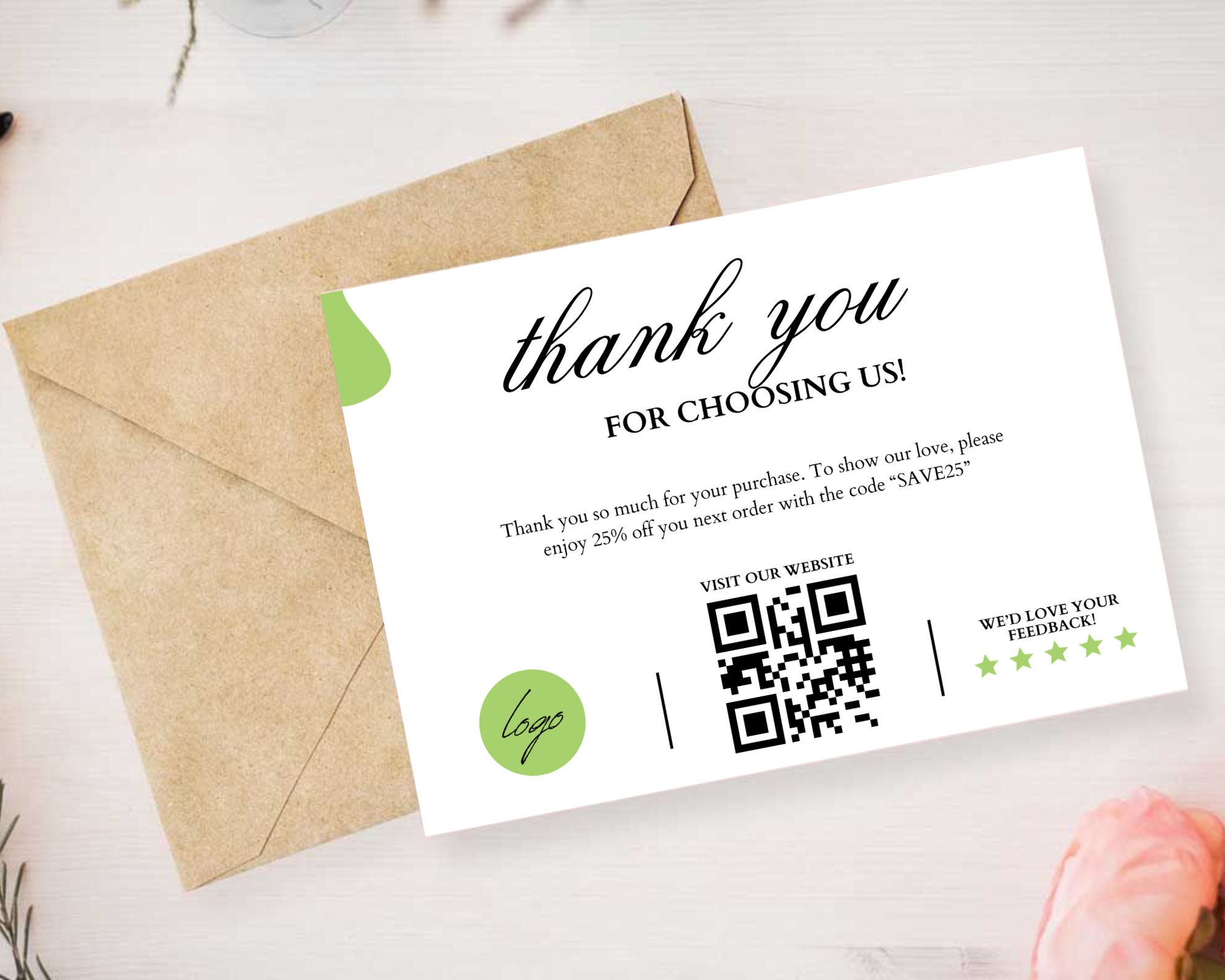 QR Code Thank You Card, Canva Template, Printable, Small Businesses ...