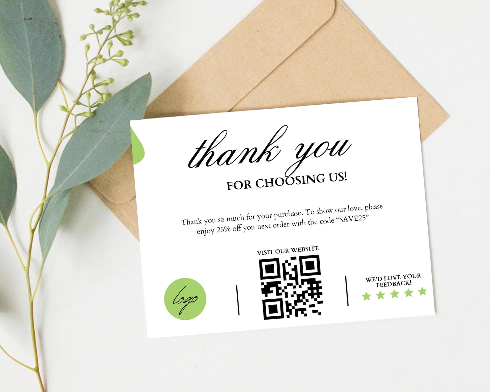 QR Code Thank You Card, Canva Template, Printable, Small Businesses ...