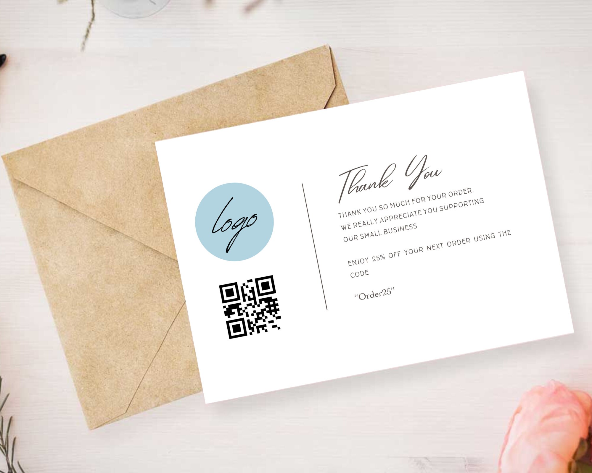 Unique QR Code Thank You Card, Canva Template, Editable Thank You Card ...