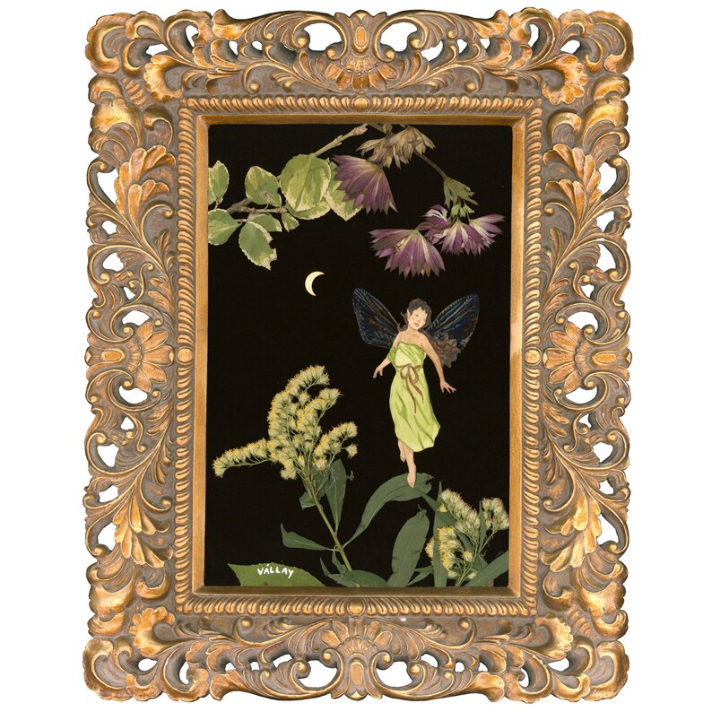Primavera Fairy Collage, Art Prints, Fairy Watercolor, Pressed Flowers ...