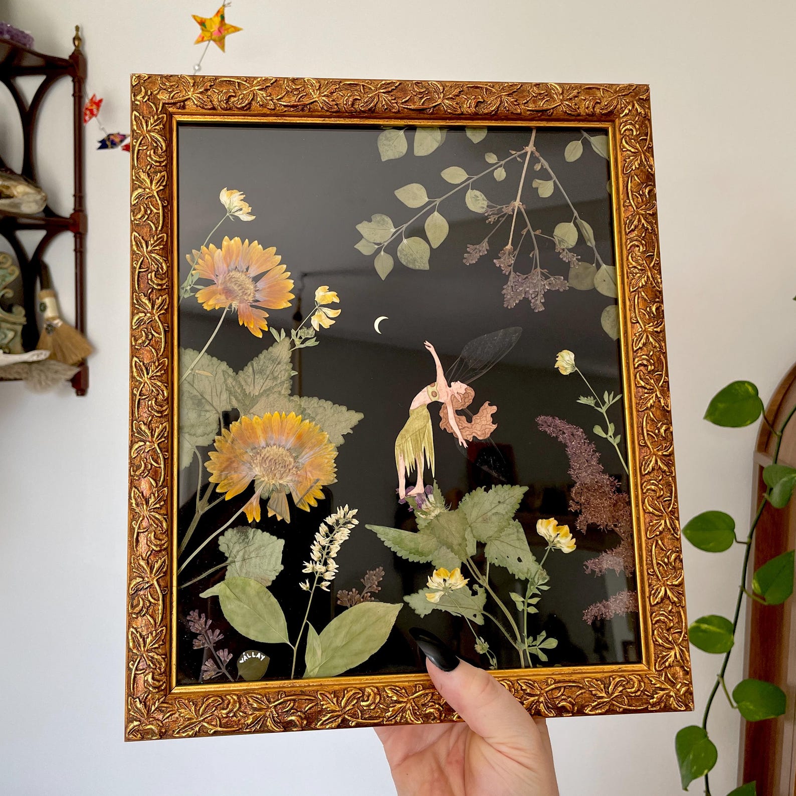 Azalea Fairy Collage, Art Prints, Fairy Watercolor, Pressed Flowers ...