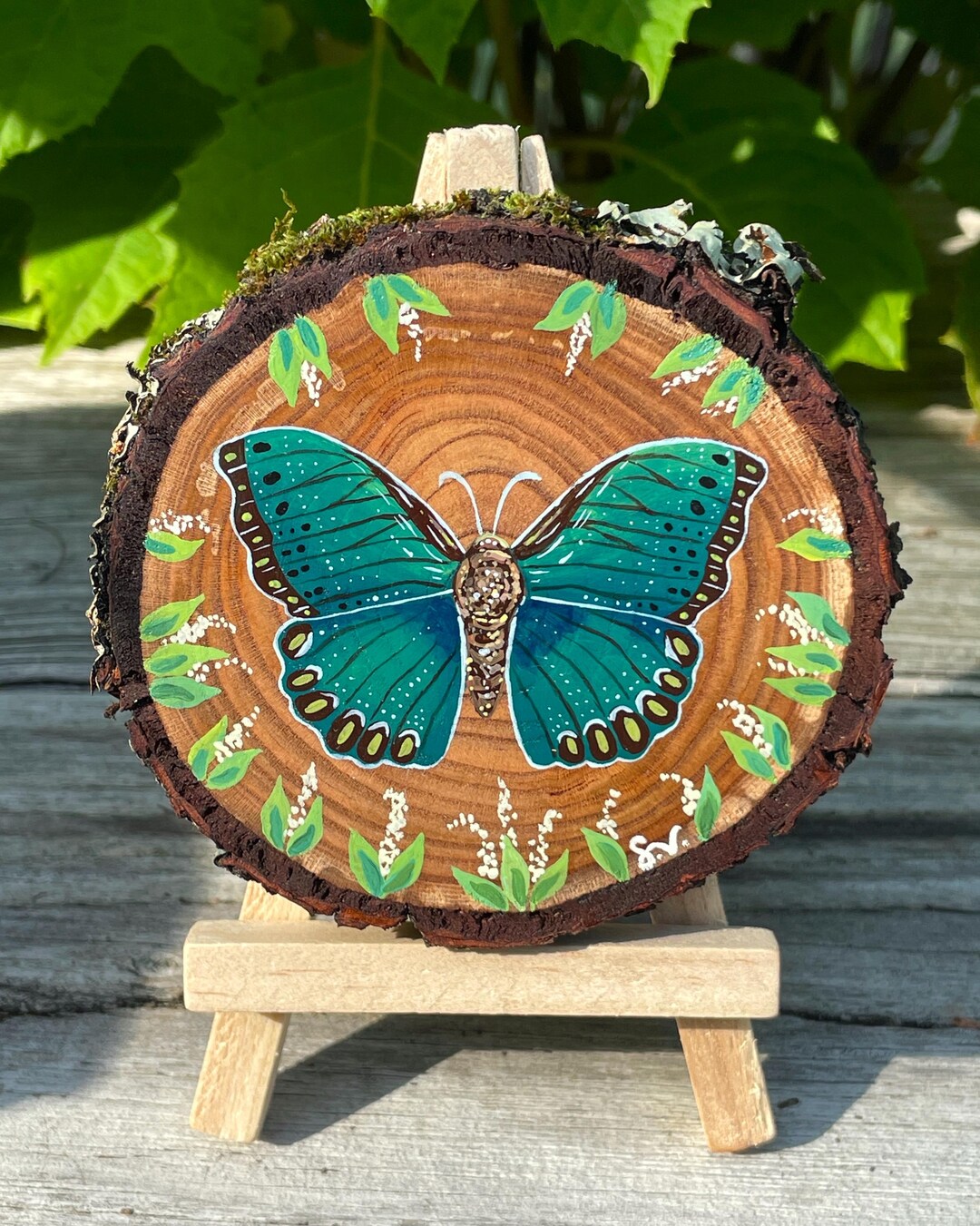 Painted Insect Mini Wood Slices, Butterfly Decor, Moth Decor, Wood ...