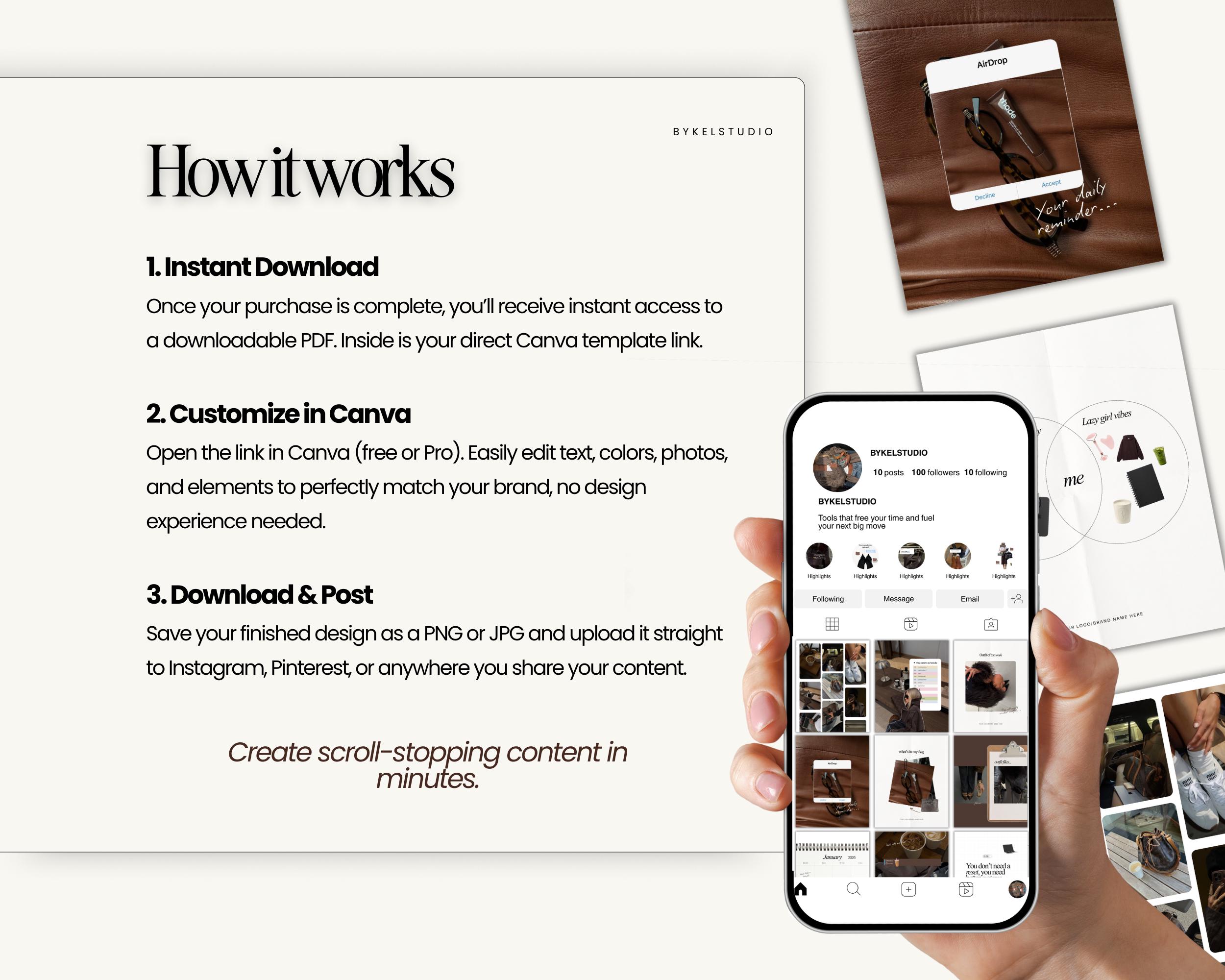 Brown Aesthetic Ios Core Instagram Templates Bundle for Social Media ...
