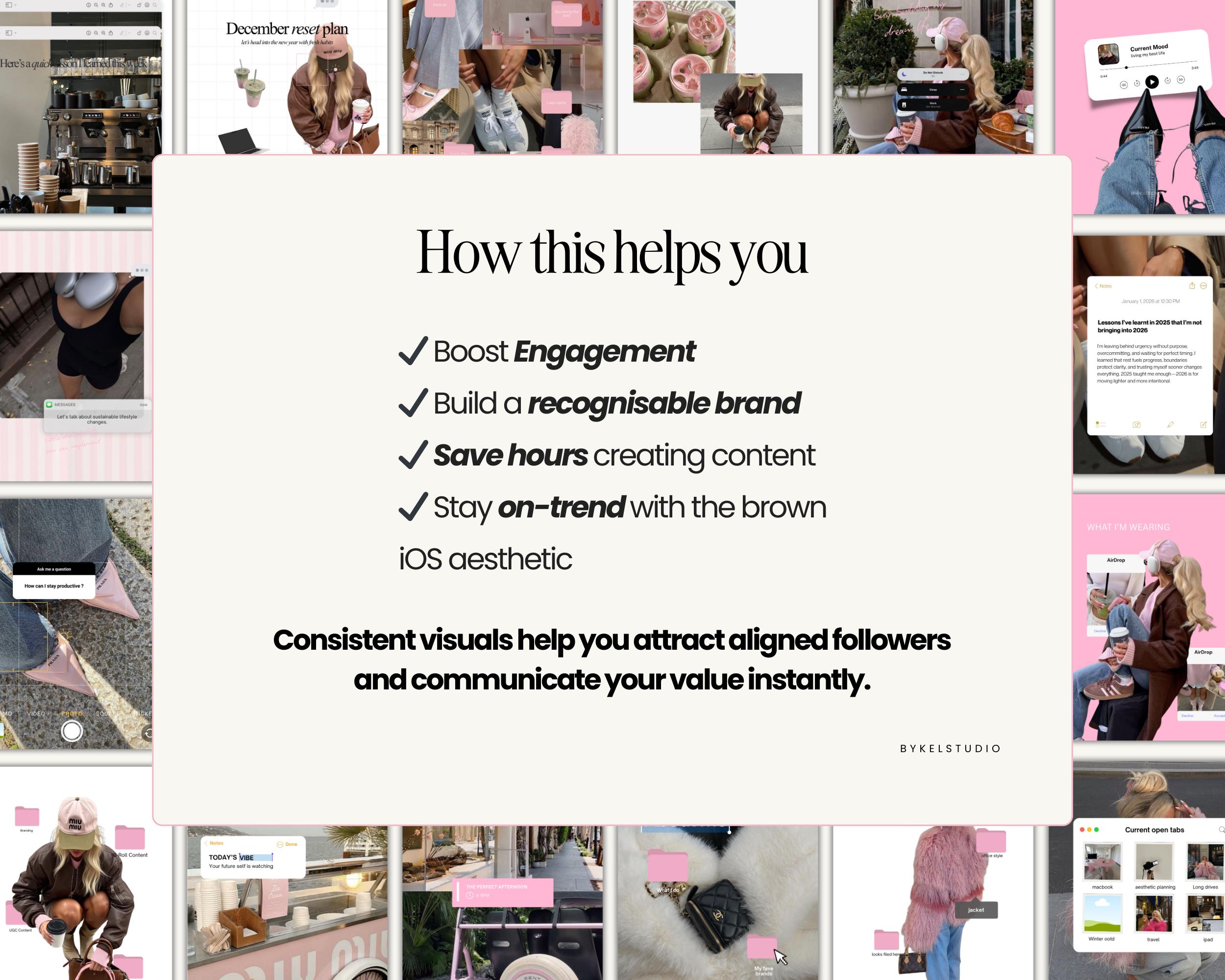 Modern Aesthetic Pink Ios Core Instagram Templates, Social Media Agency ...