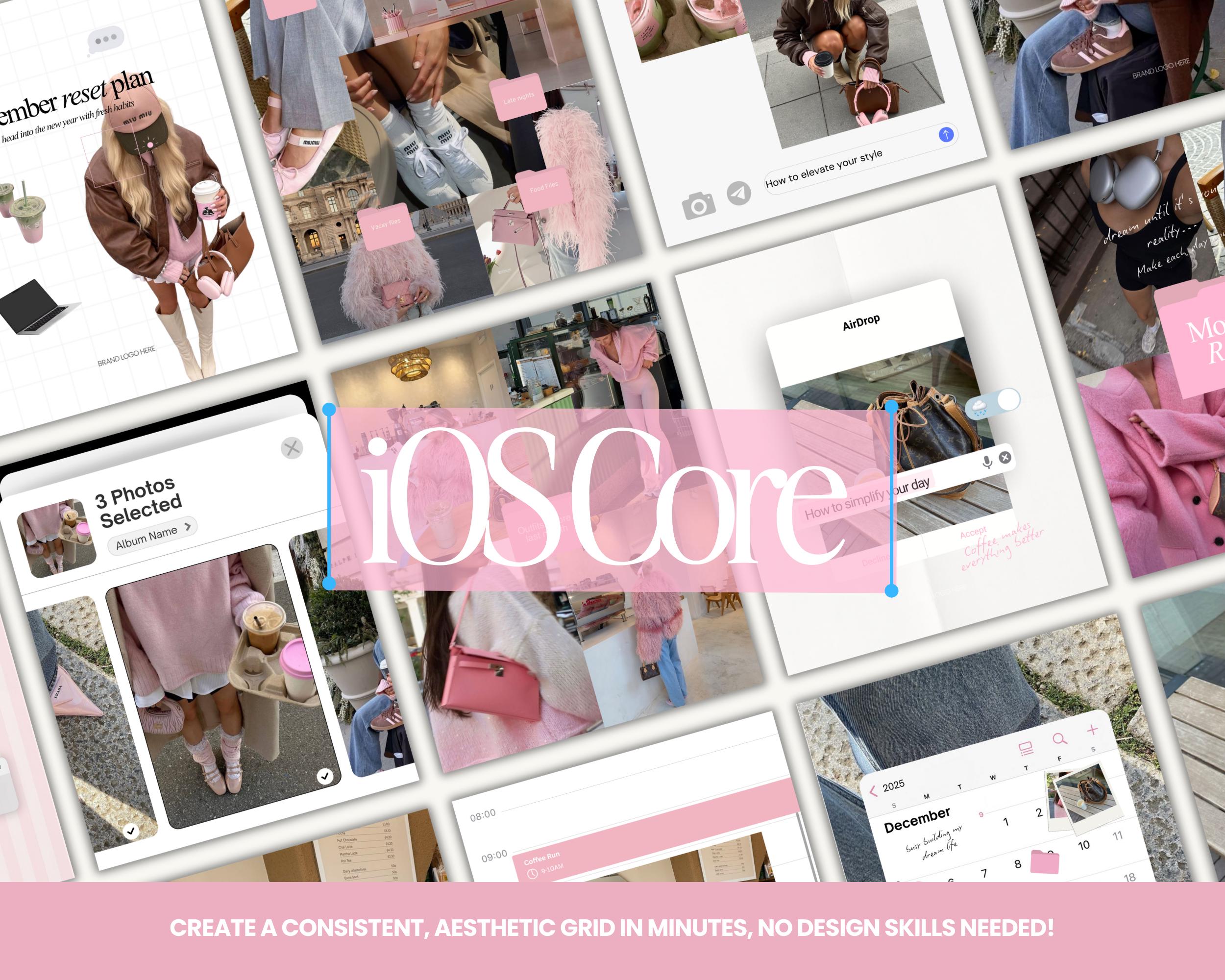 Modern Aesthetic Pink Ios Core Instagram Templates, Social Media Agency ...