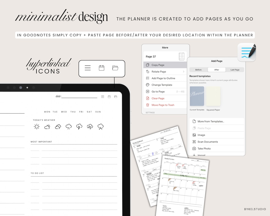 Weekly Digital Dashboard Planner for Goodnotes, Notability, Ipad ...