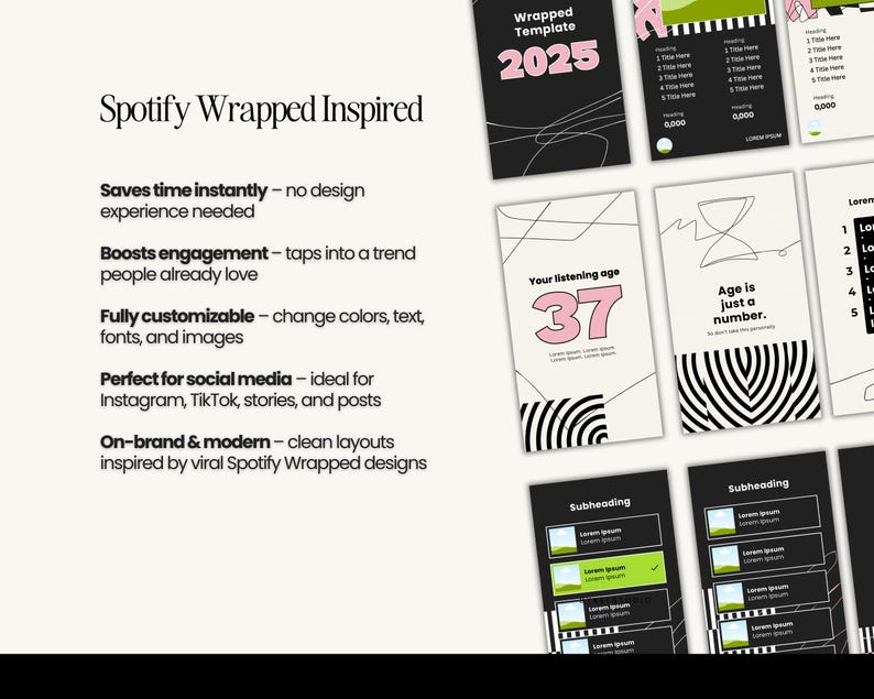 2025 Spotify Wrapped Canva Template, Editable Viral Social Media Post ...