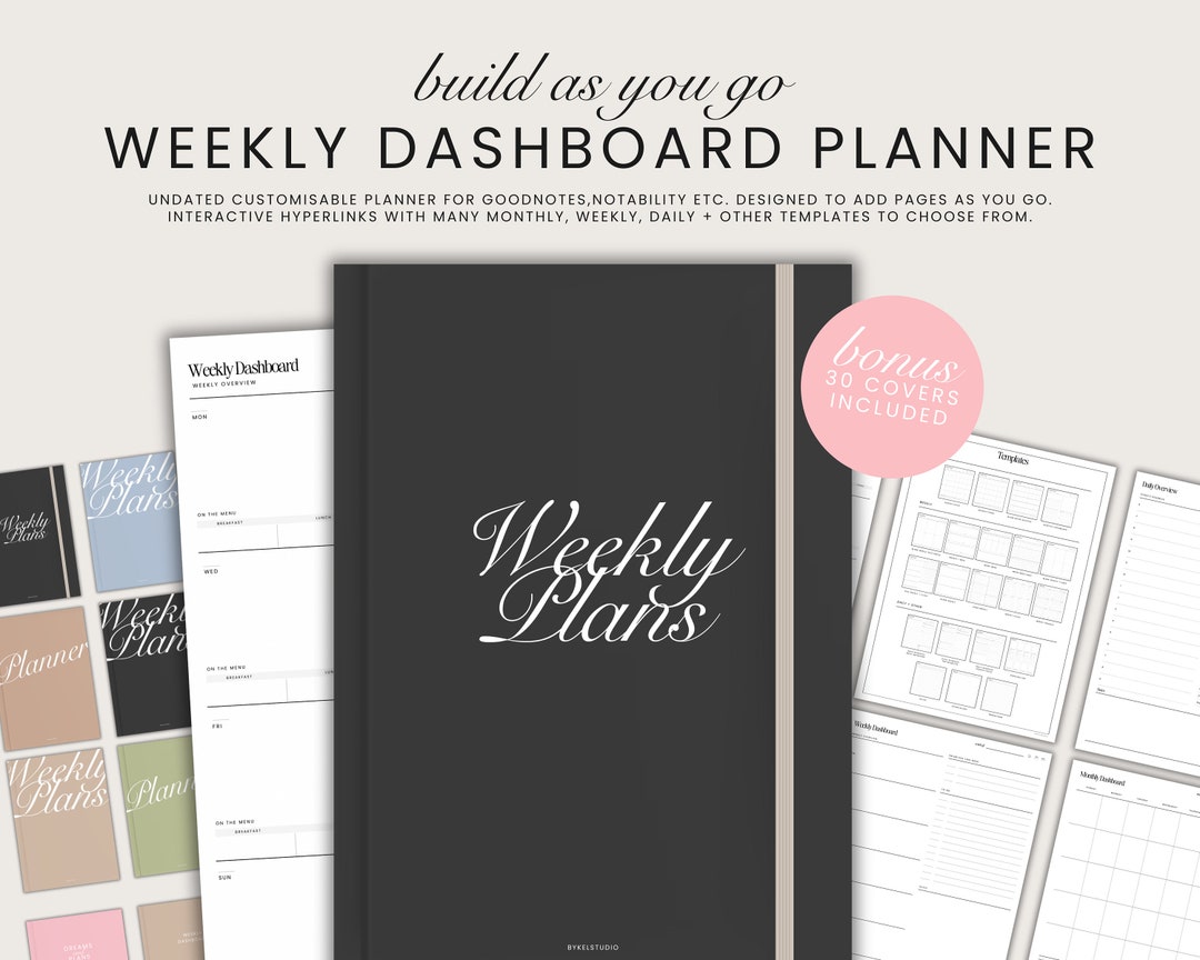 Weekly Digital Dashboard Planner for Goodnotes, Notability, Ipad ...