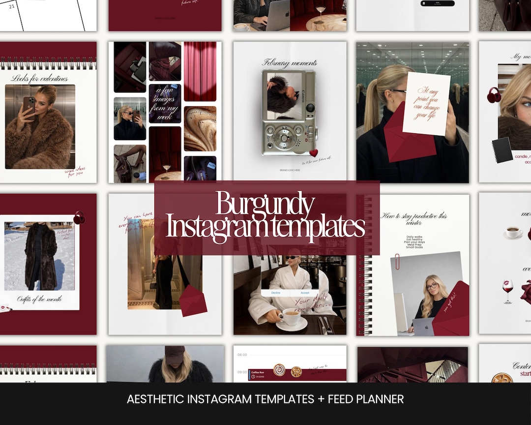 Burgundy Valentines Instagram Templates for Social Media Managers ...