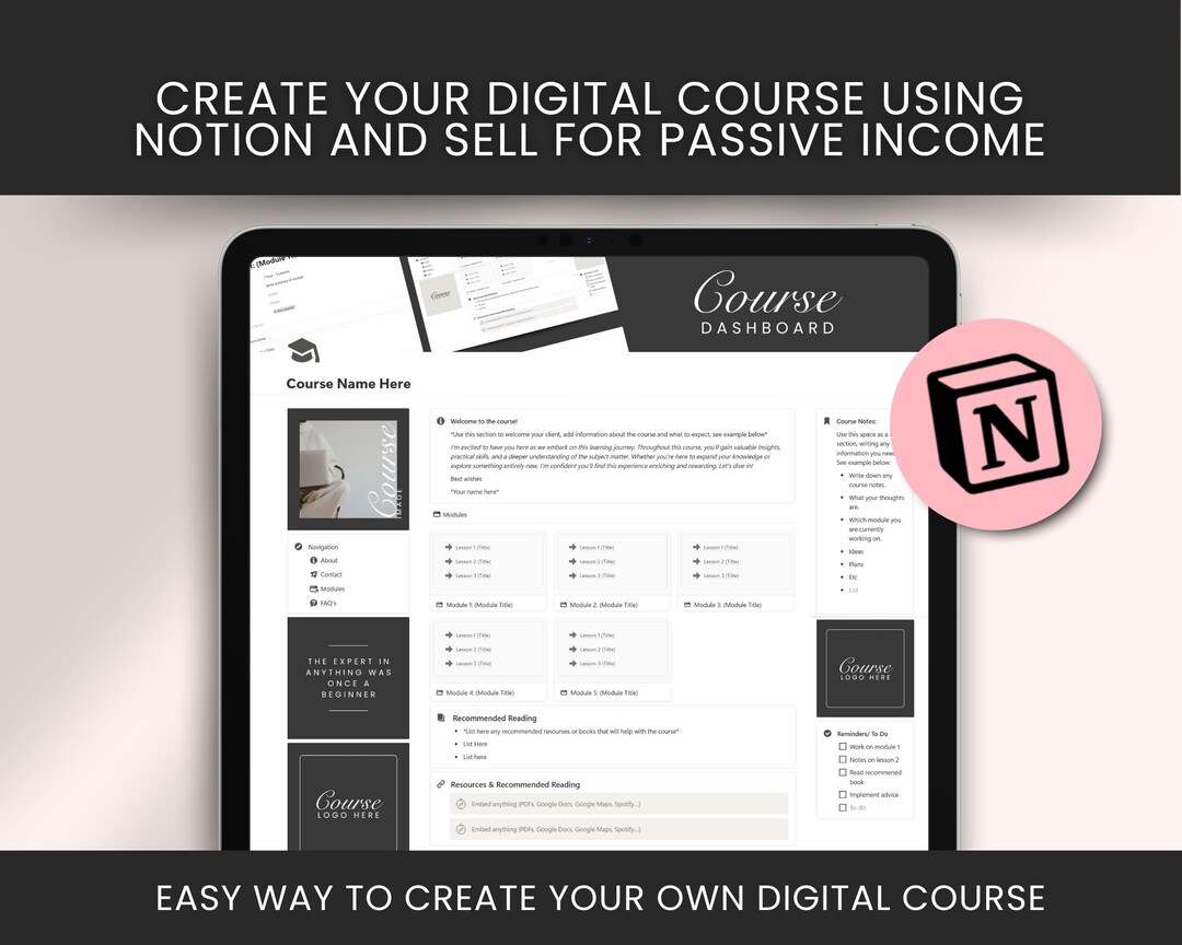Build A Course in Notion, Course Template, Course Creator, Digital ...