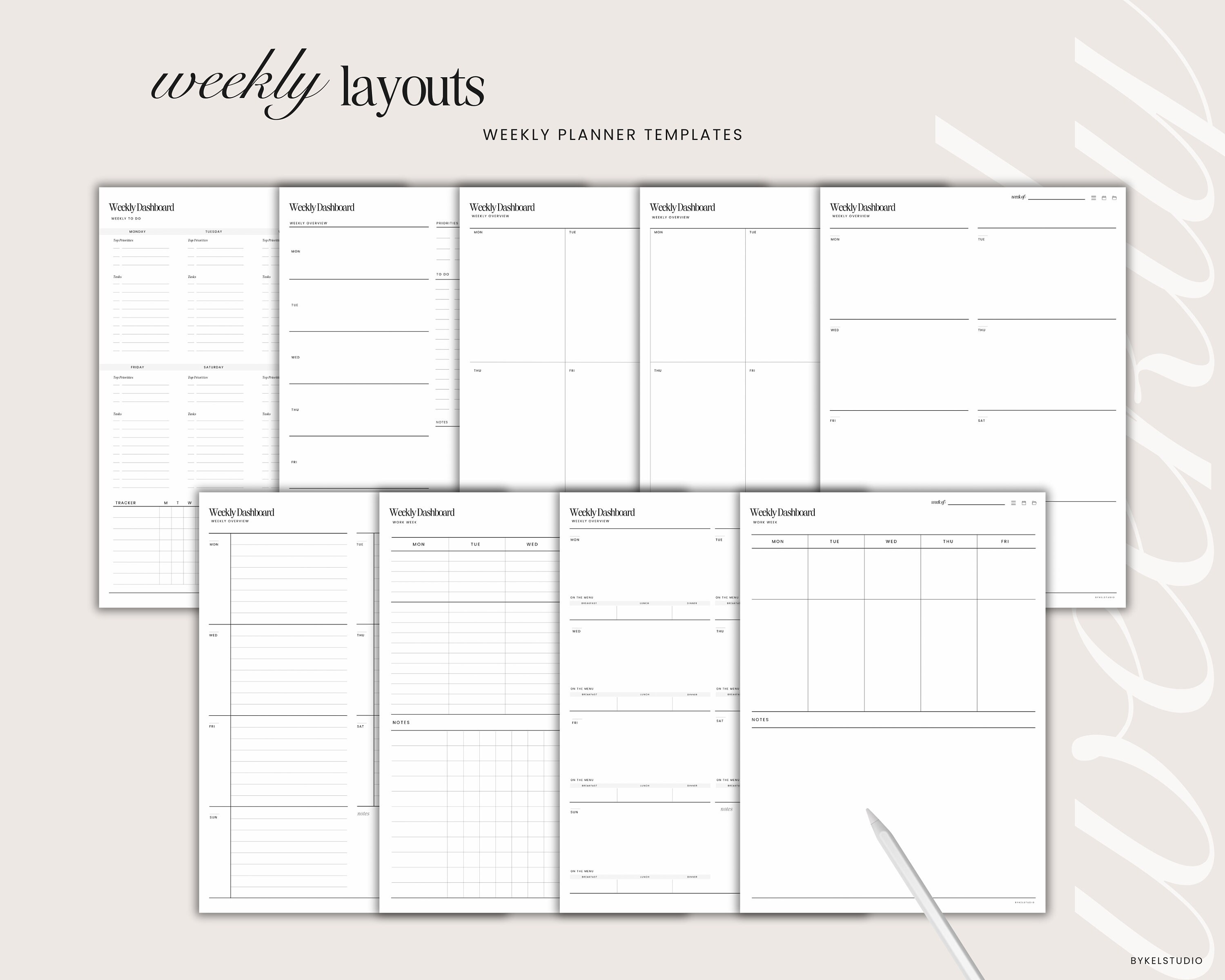 Weekly Digital Dashboard Planner for Goodnotes, Notability, Ipad ...