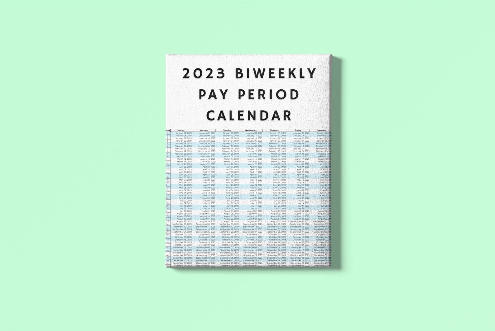 2023 Biweekly Payroll Calendar Printable PDF Poster Etsy UK