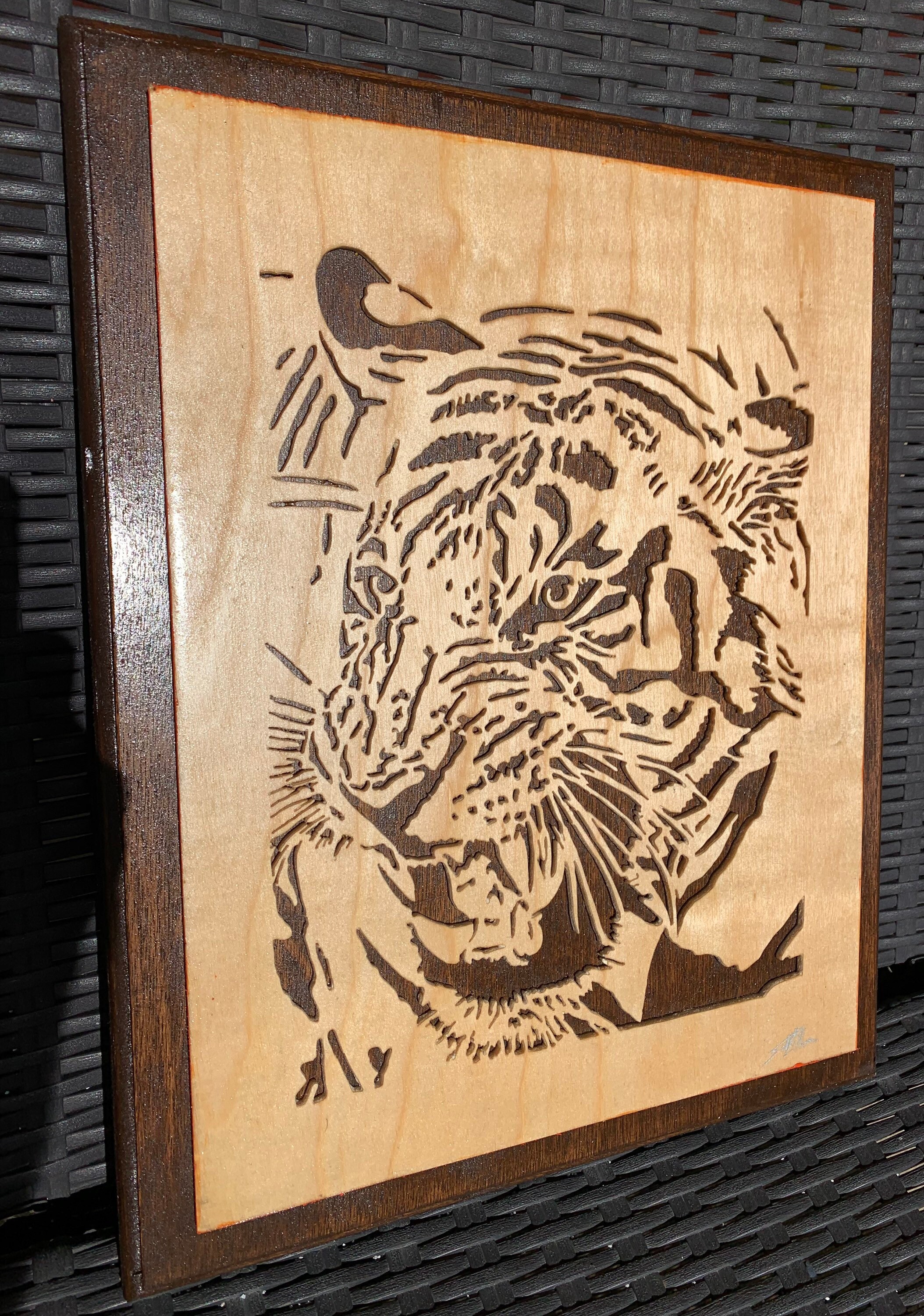 Growling Tiger Scroll Saw Art, Large - Etsy