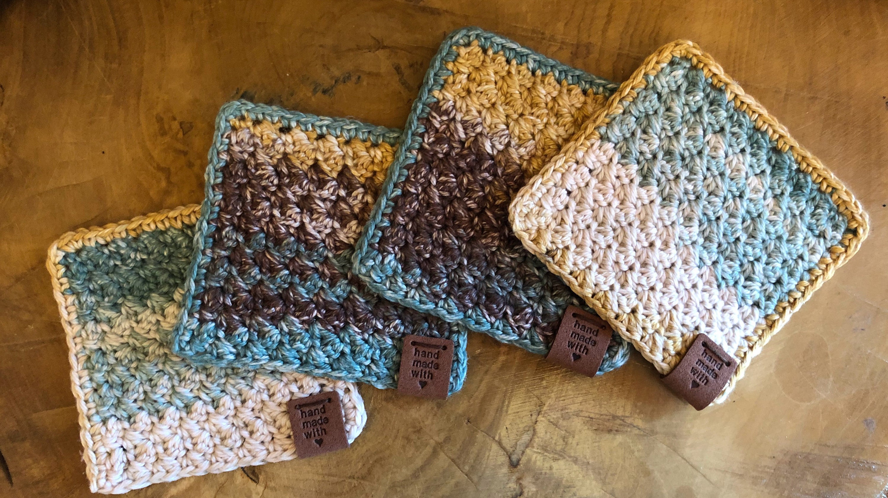 Crochet Square Coasters Set of 4 - Etsy