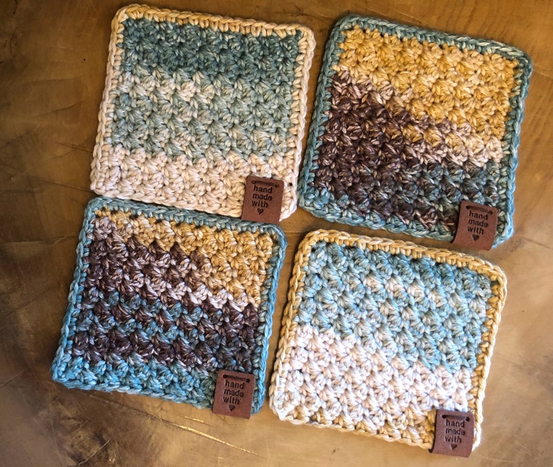 Crochet Square Coasters Set of 4 - Etsy