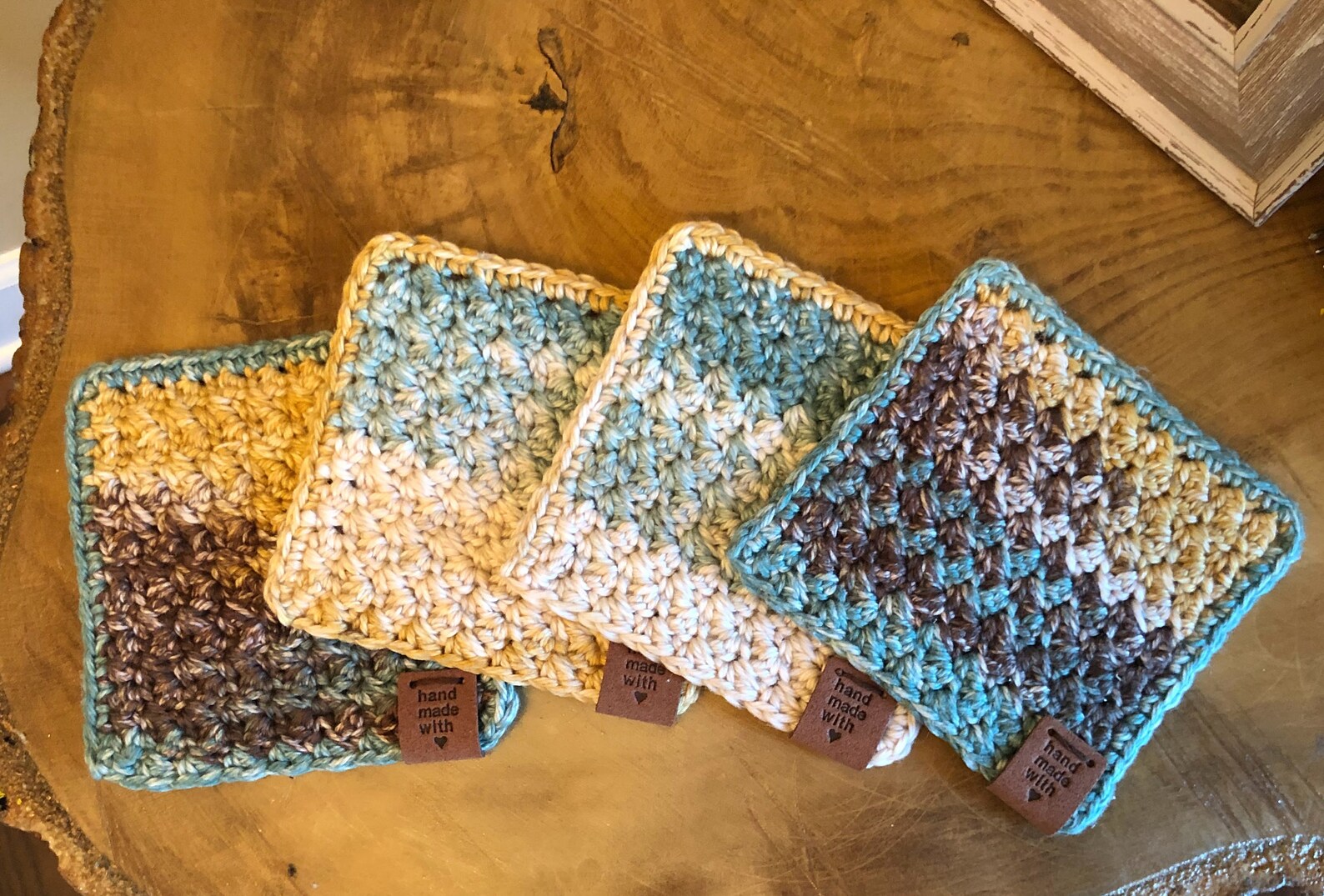 Crochet Square Coasters Set of 4 - Etsy